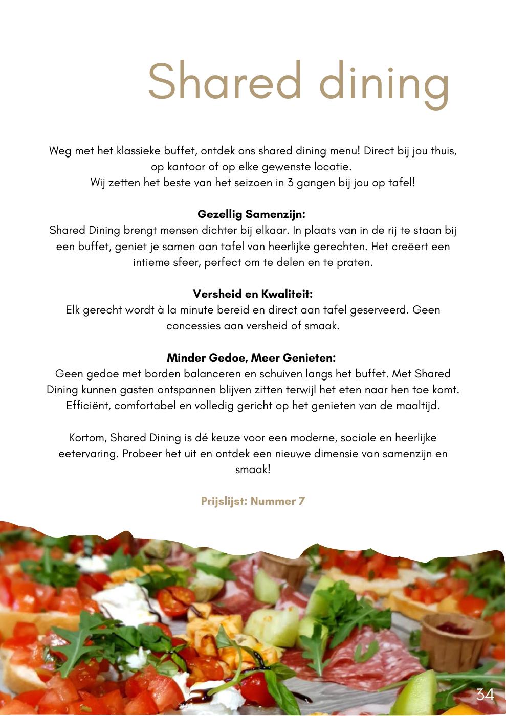 Shared dining menu's