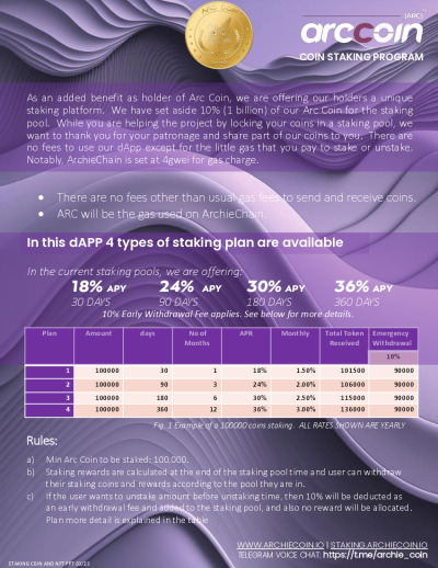 ARC COIN Staking
