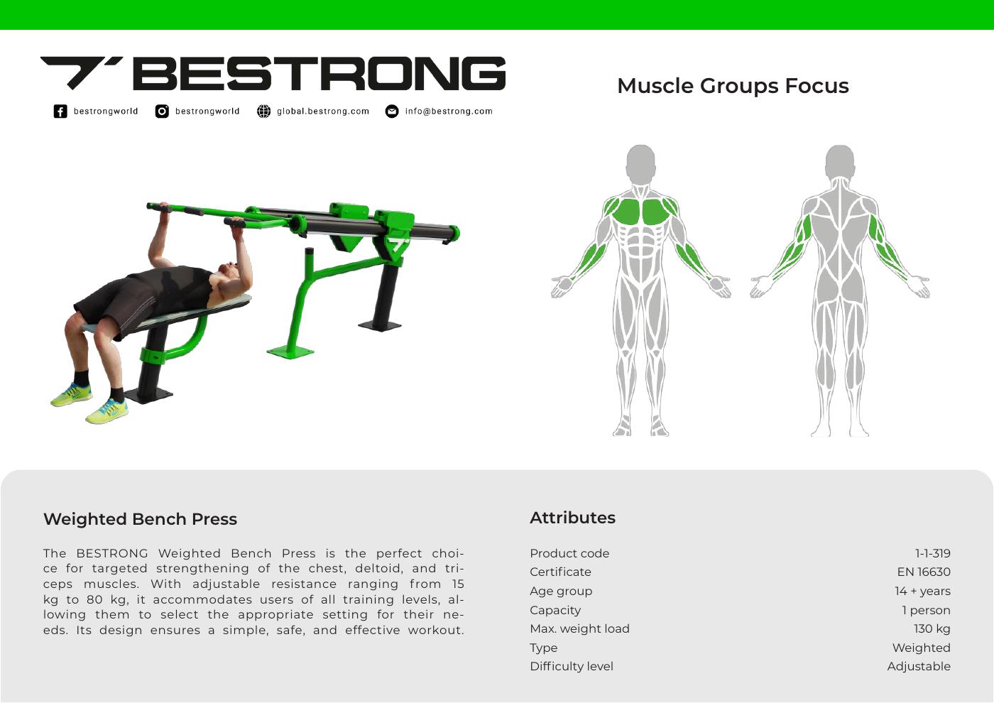 GLO-1-1-319 Weighted Bench Press Product Sheet