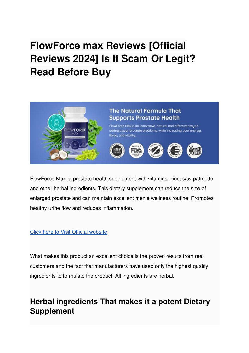 FlowForce max Reviews [Official Reviews 2024] Is It Scam Or Legit? Read ...