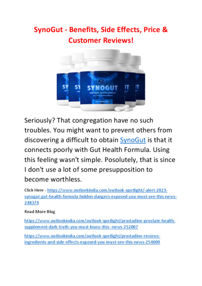 SynoGut - Scam Customer Complaints or Ingredients Really Work? | PDF to ...