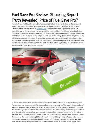Fuel Save Pro Reviews [Immediate Update]: Read This Before You Buy ...