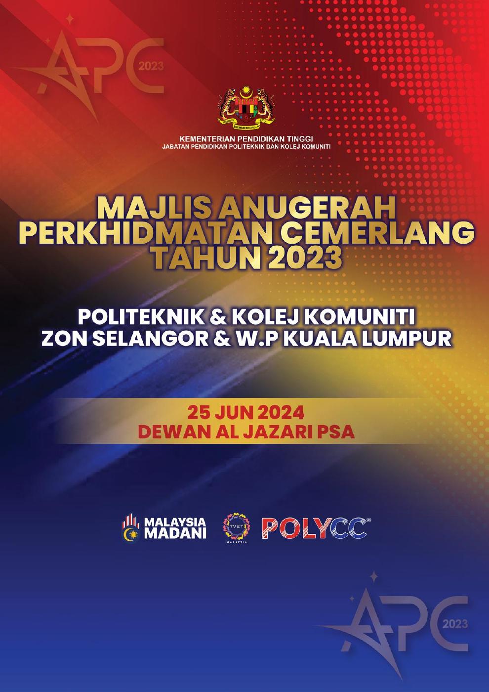 BUKU PROGRAM MAJLIS ANUGERAH APC 2023 ZON SELANGOR WP KUALA LUMPUR | PDF to Flipbook