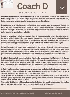 Coach D Newsletter