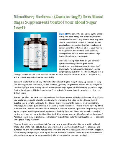 GlucoBerry Reviews - Advanced Blood Sugar Support Supplement Is It Legit? | PDF to Flipbook