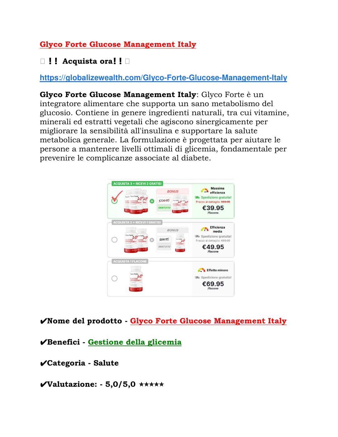 Glyco Forte Glucose Management Italy Scoprire recensioni e vantaggi ...