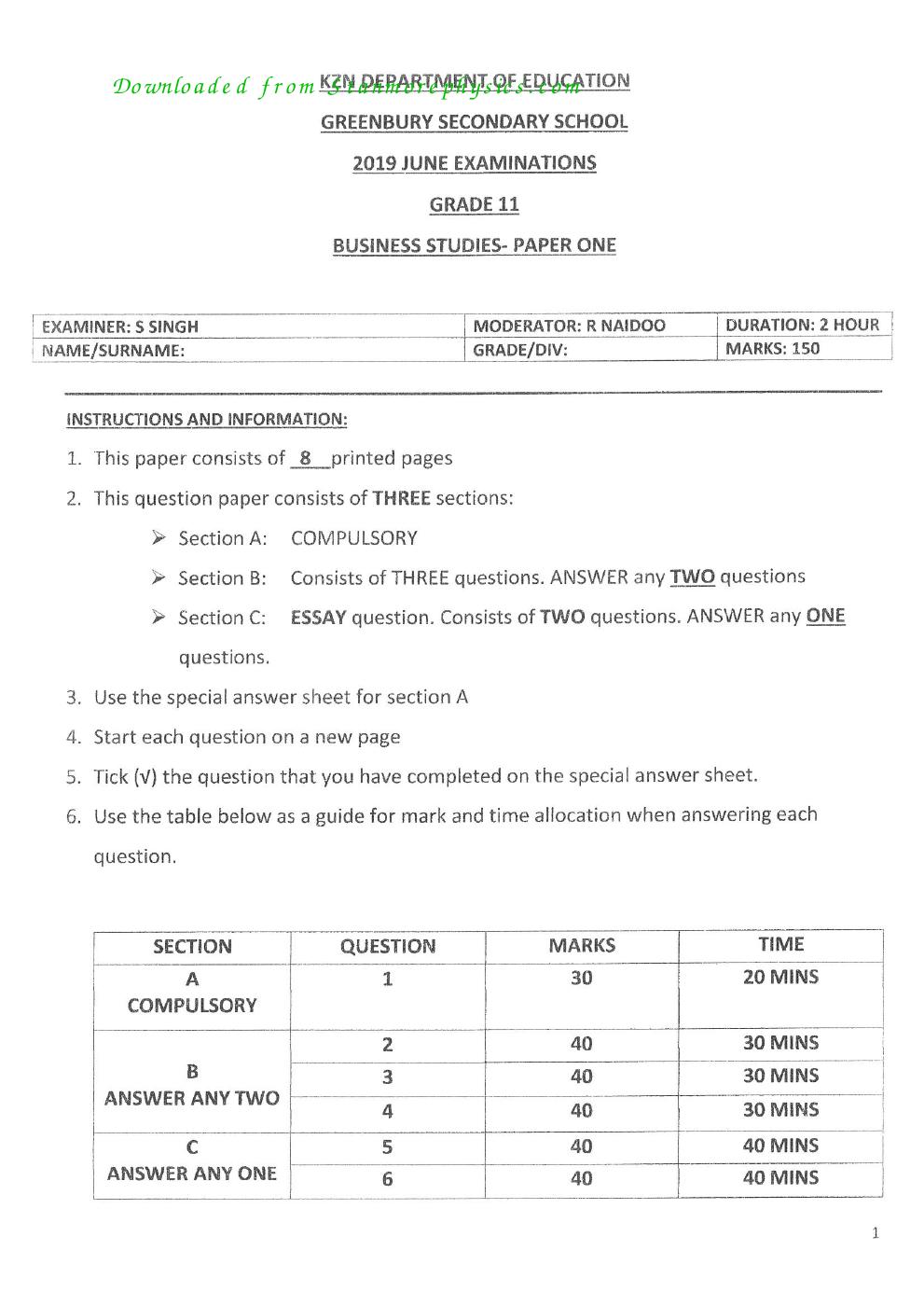 Gr11 BS June P1 2019 | PDF to Flipbook
