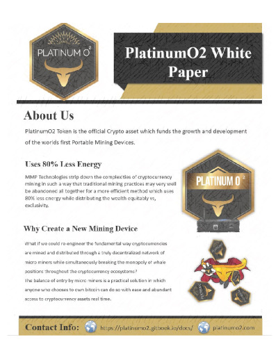 PlatinumO2 White Paper