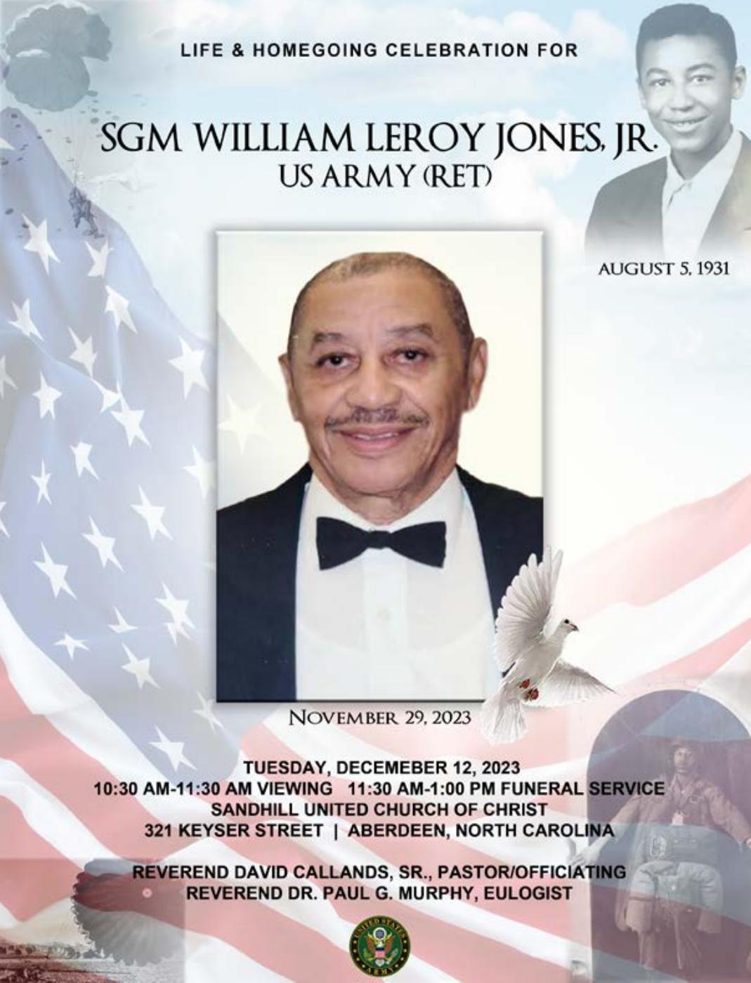 SGM William Leroy Jones Jr. US Army (RET)
