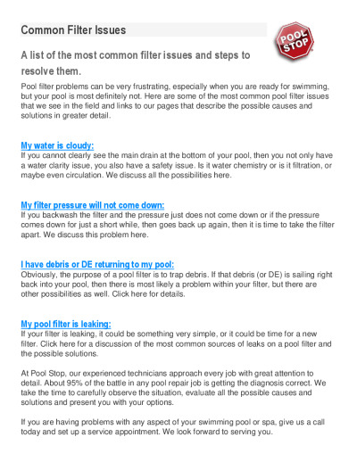 Common Filter Issues