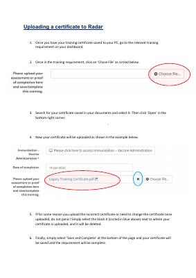 Solutions 4 Health - uploading a certificate to Radar