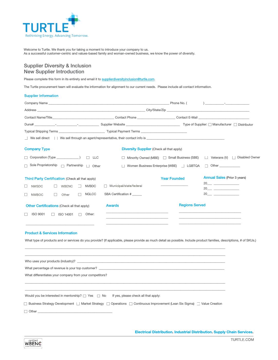 Diverse Supplier Introduction Form