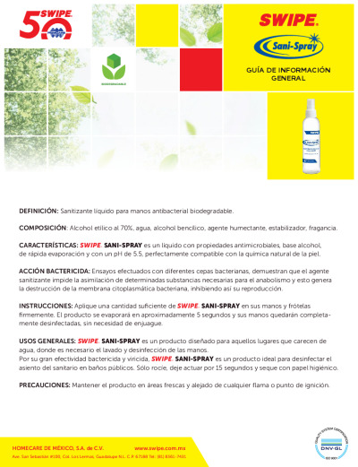 SWIPE SANI-SPRAY GUÍA GENERAL