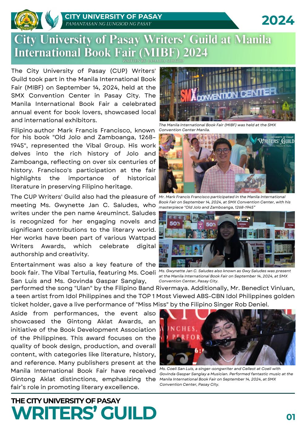 City University of Pasay Writers' Guild at Manila International Book ...