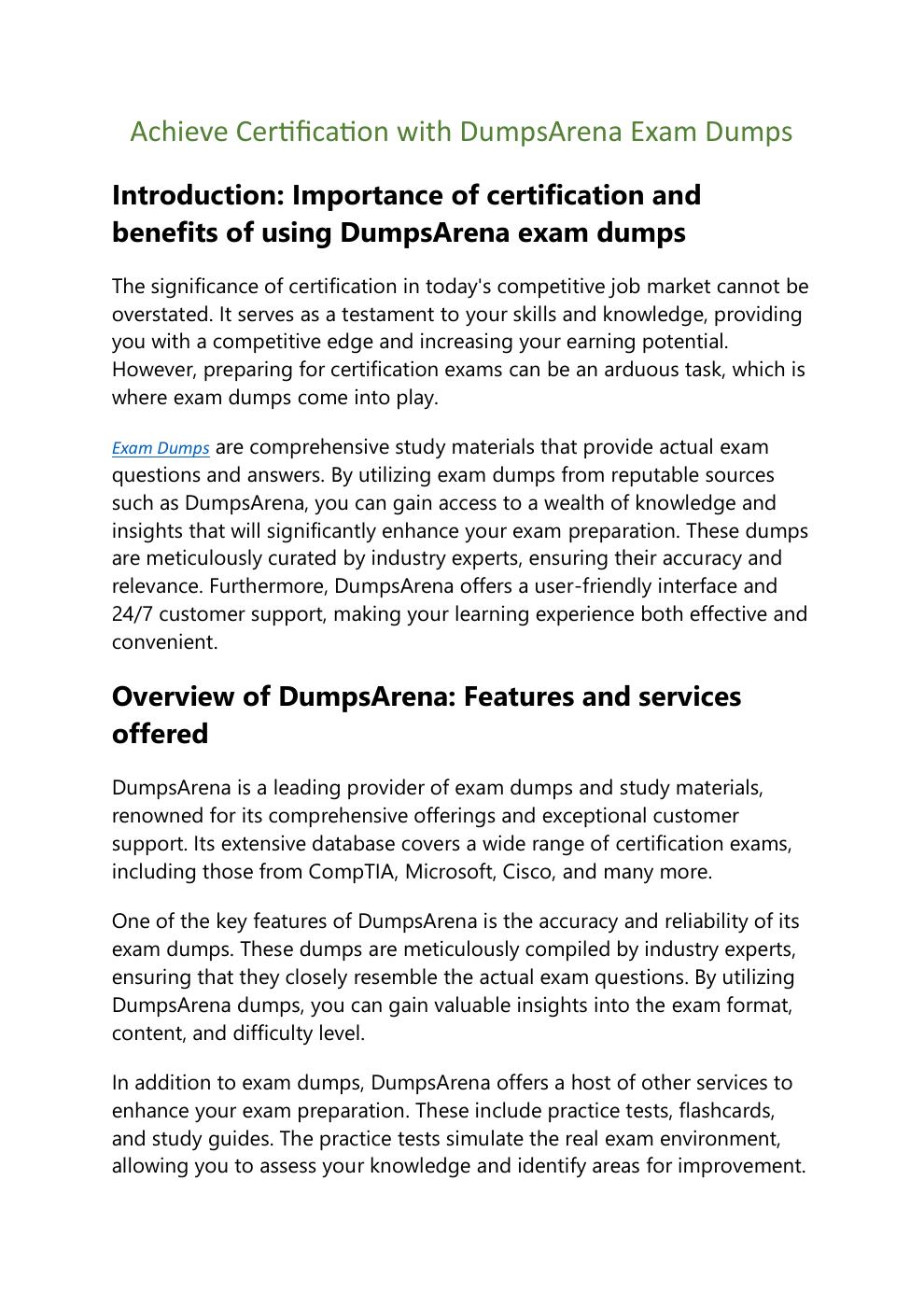 Exam Success Made Simple with DumpsArena Dumps | PDF to Flipbook