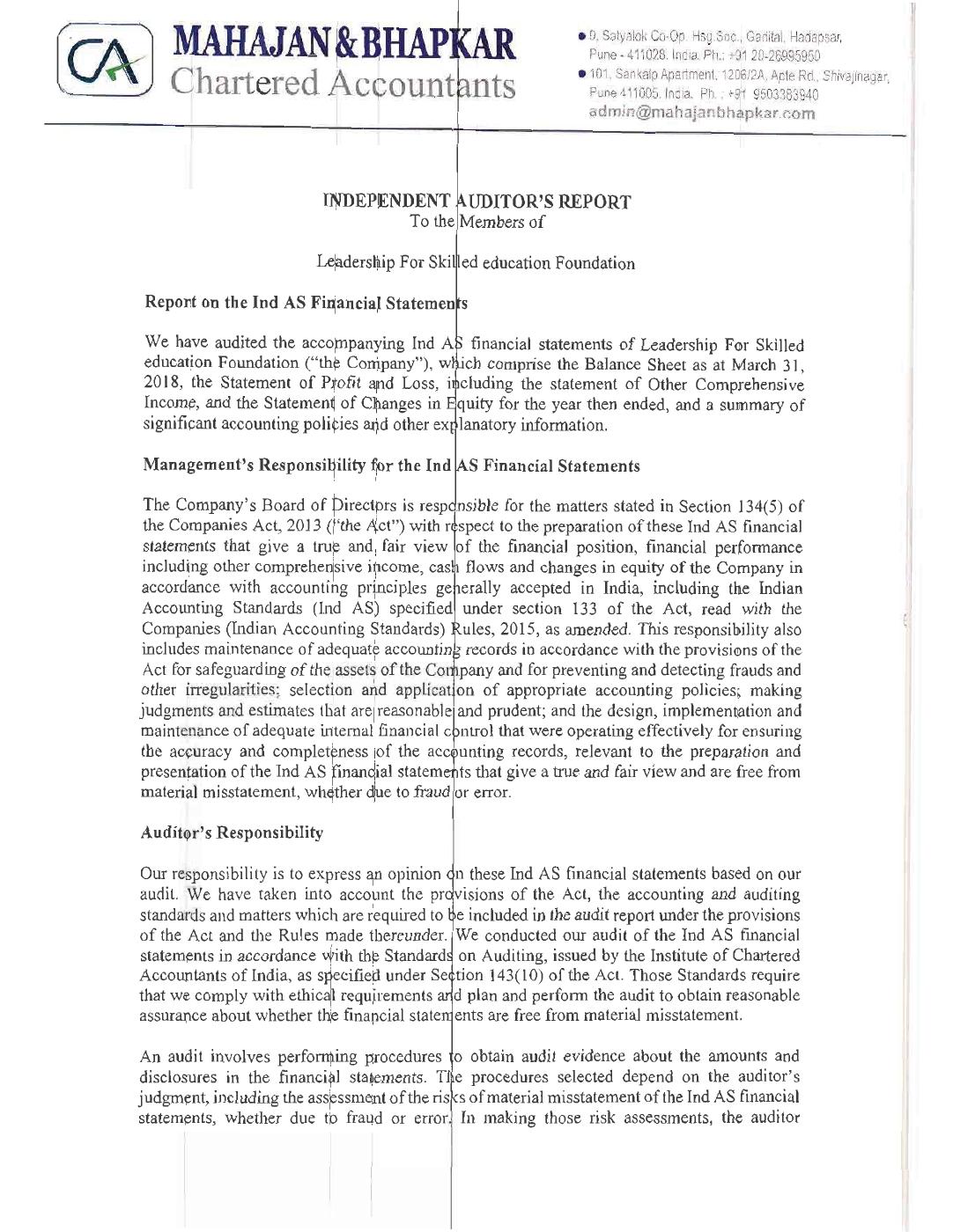 LFE Financial Audit Report 2017-18