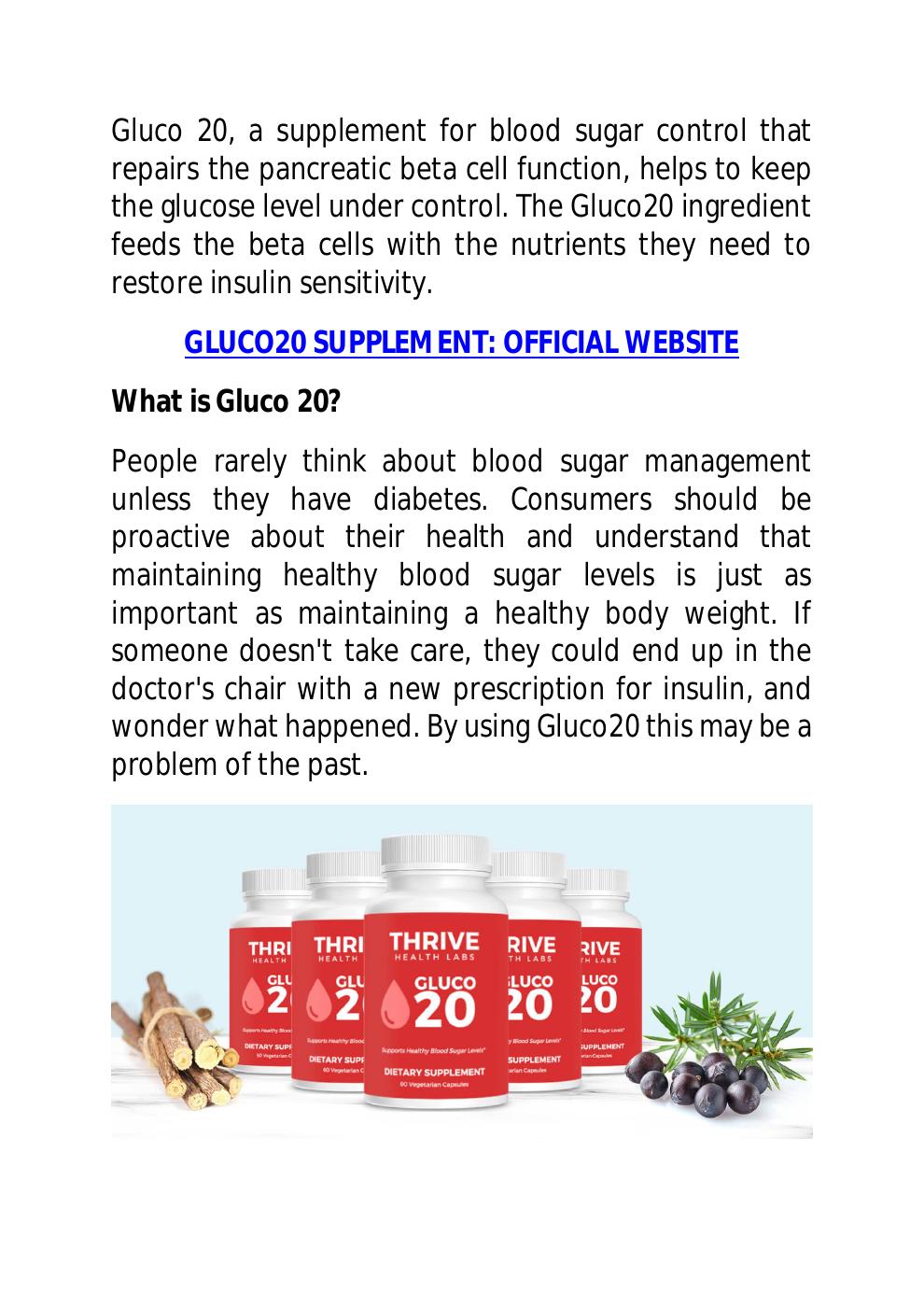 Thrive Health Labs Gluco 20 Reviews