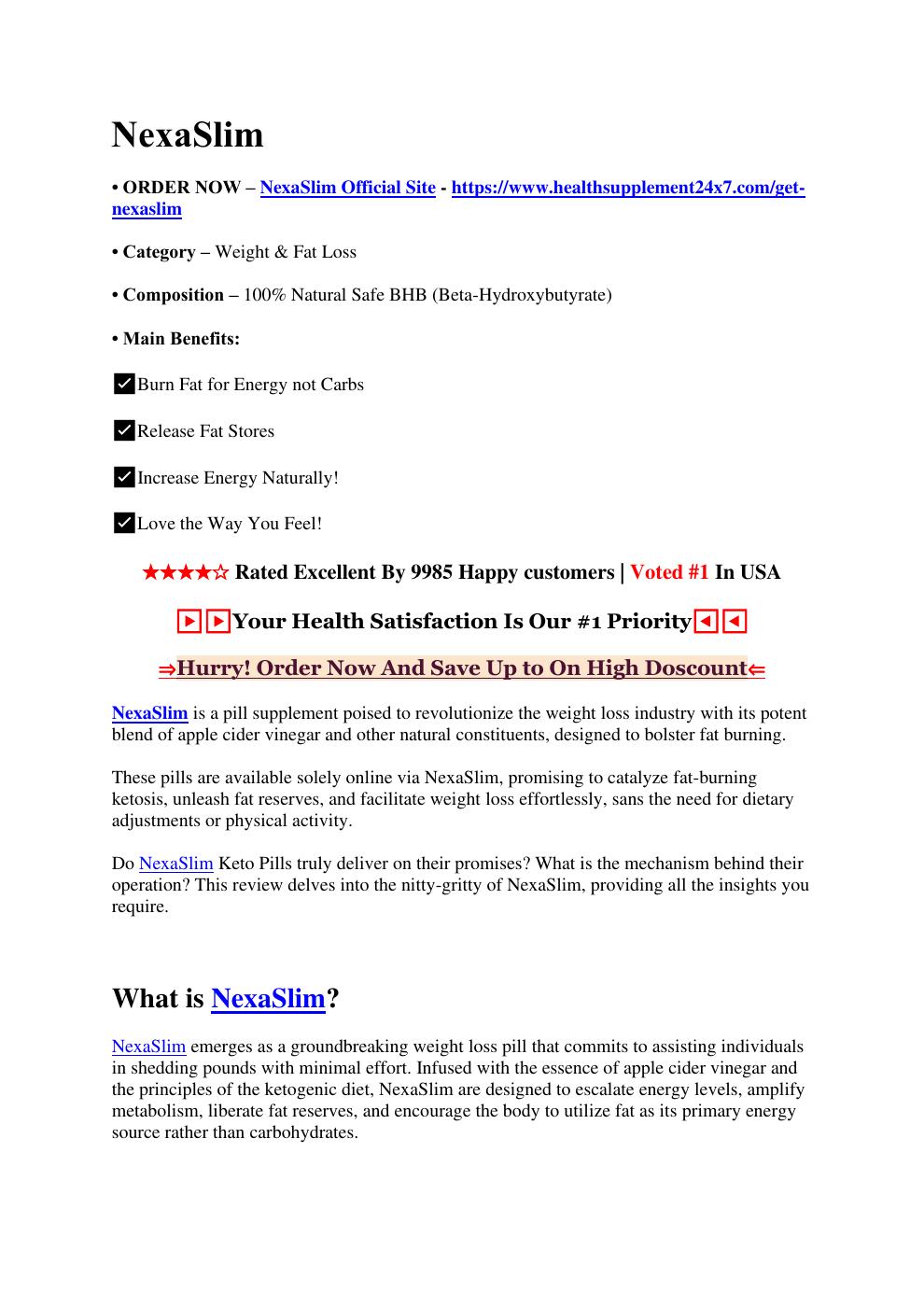 NexaSlim 【2024 HUGE SALE】 Help To Accelerated Fat Burn And Transform In ...