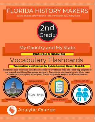 FL 2nd Grade English & Spanish Vocabulary Flashcards by Analytic Orange