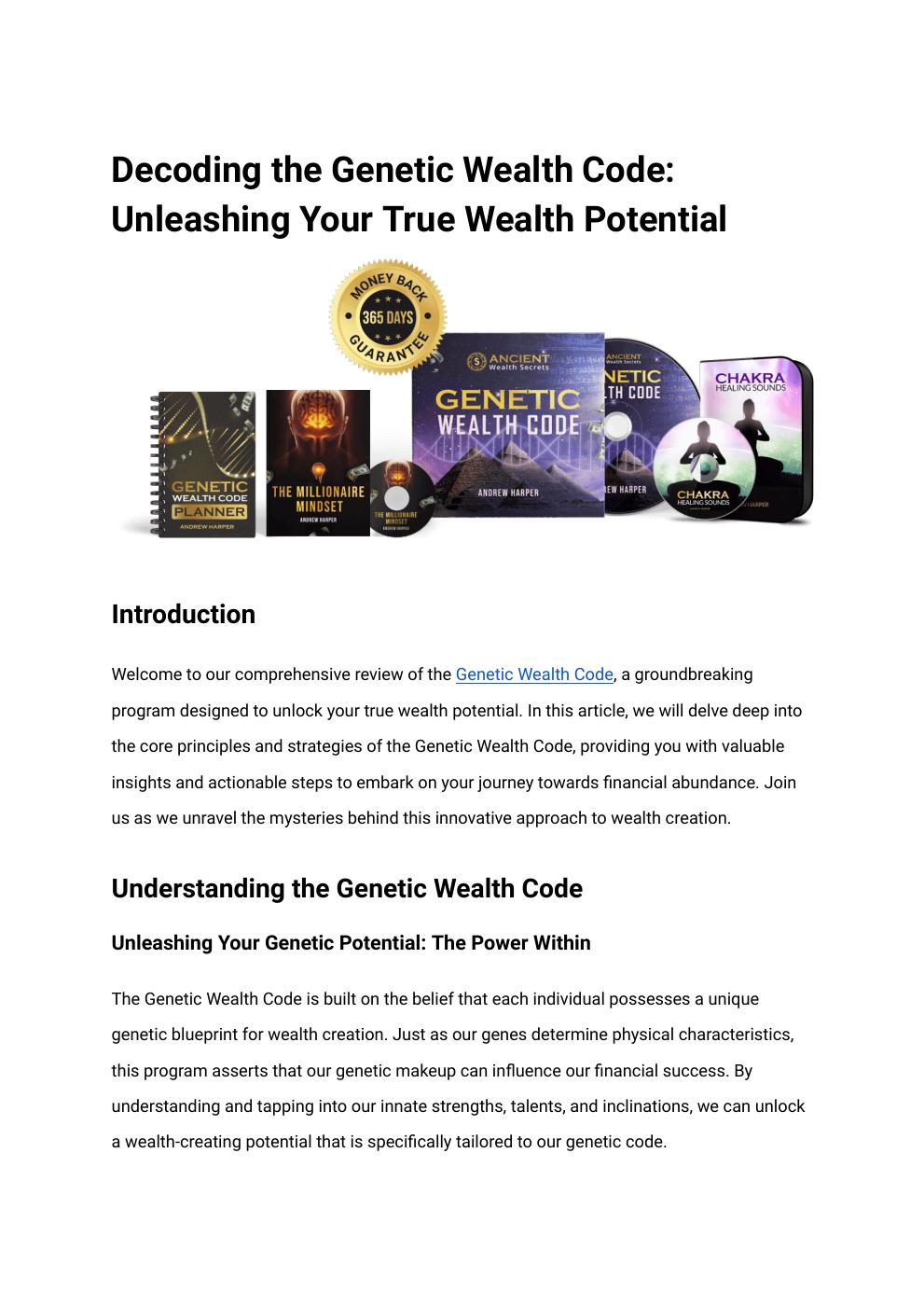 Decoding the Genetic Wealth Code: Unleashing Your True Wealth Potential ...