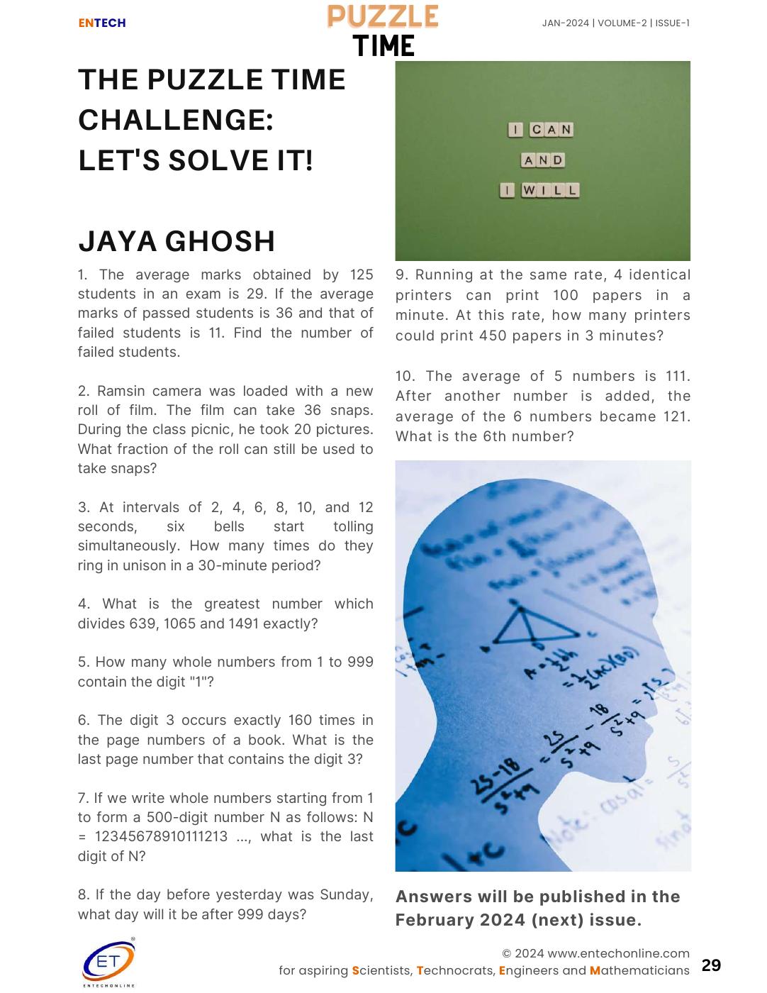 The Puzzle Time Challenge: Let's Solve It! JAN-2024