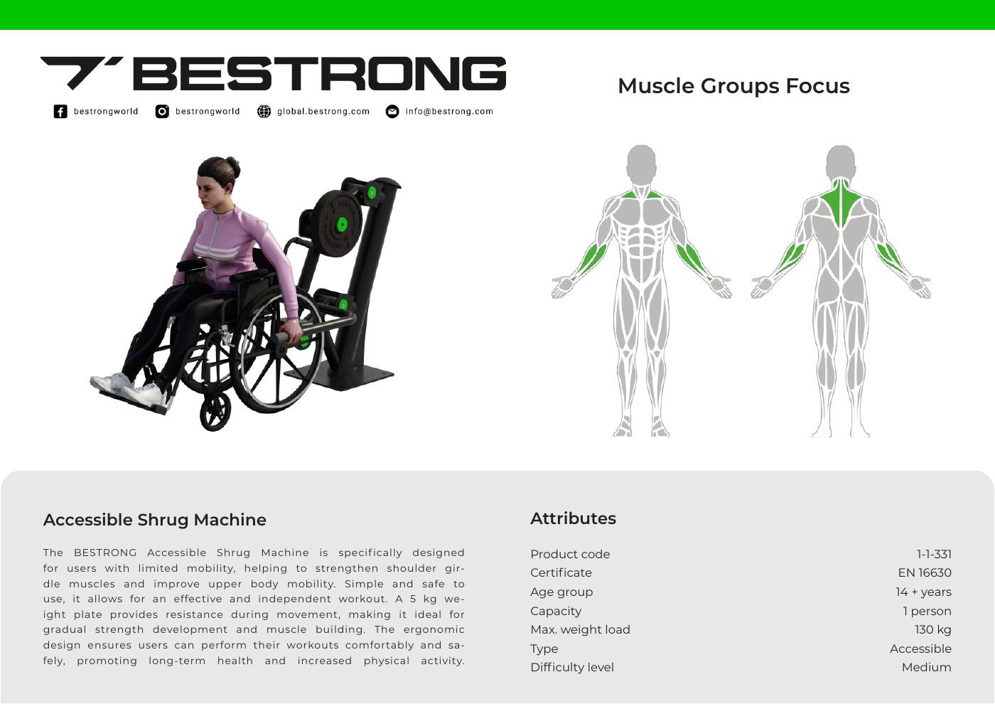 GLO-1-1-331 Accessible Shrug Machine Product Sheet