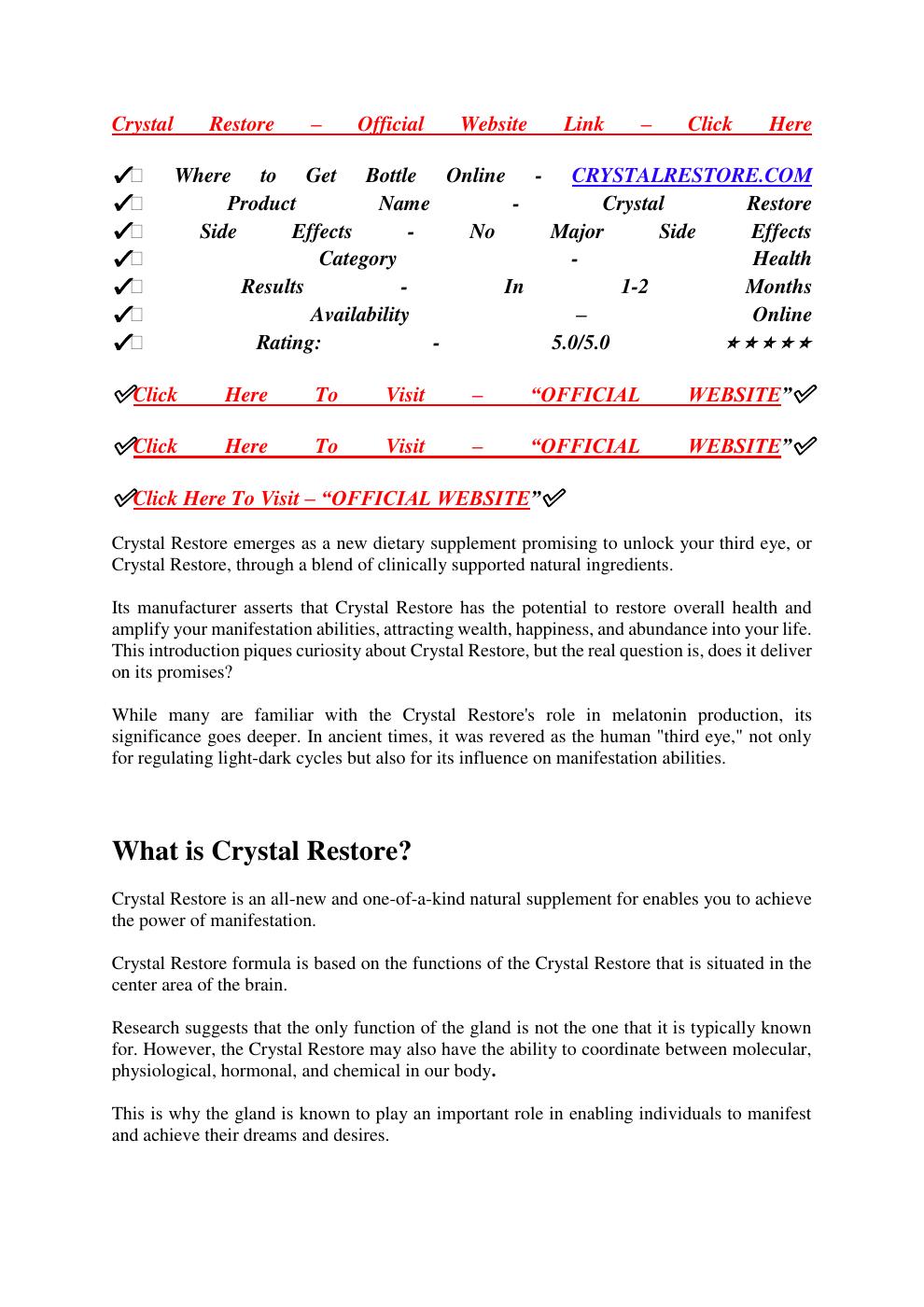 Crystal Restore Reviews : Does It Have Any Side Effects? | PDF to Flipbook