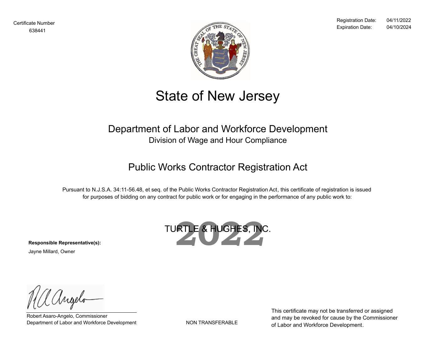 Public Works NJ Certificate