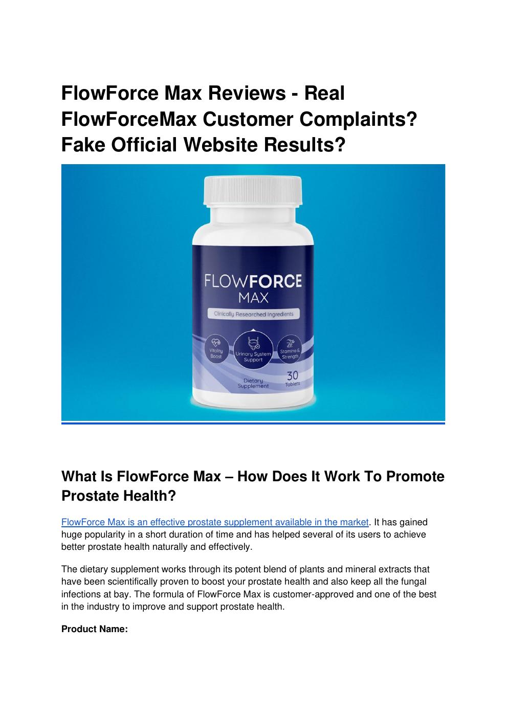 FlowForce Max Reviews - Real FlowForceMax Customer Complaints? Fake ...