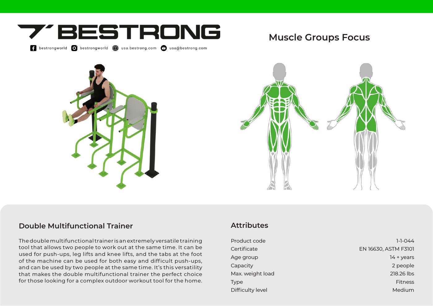 USA-1-1-044 Double Multifunctional Trainer Product Sheet