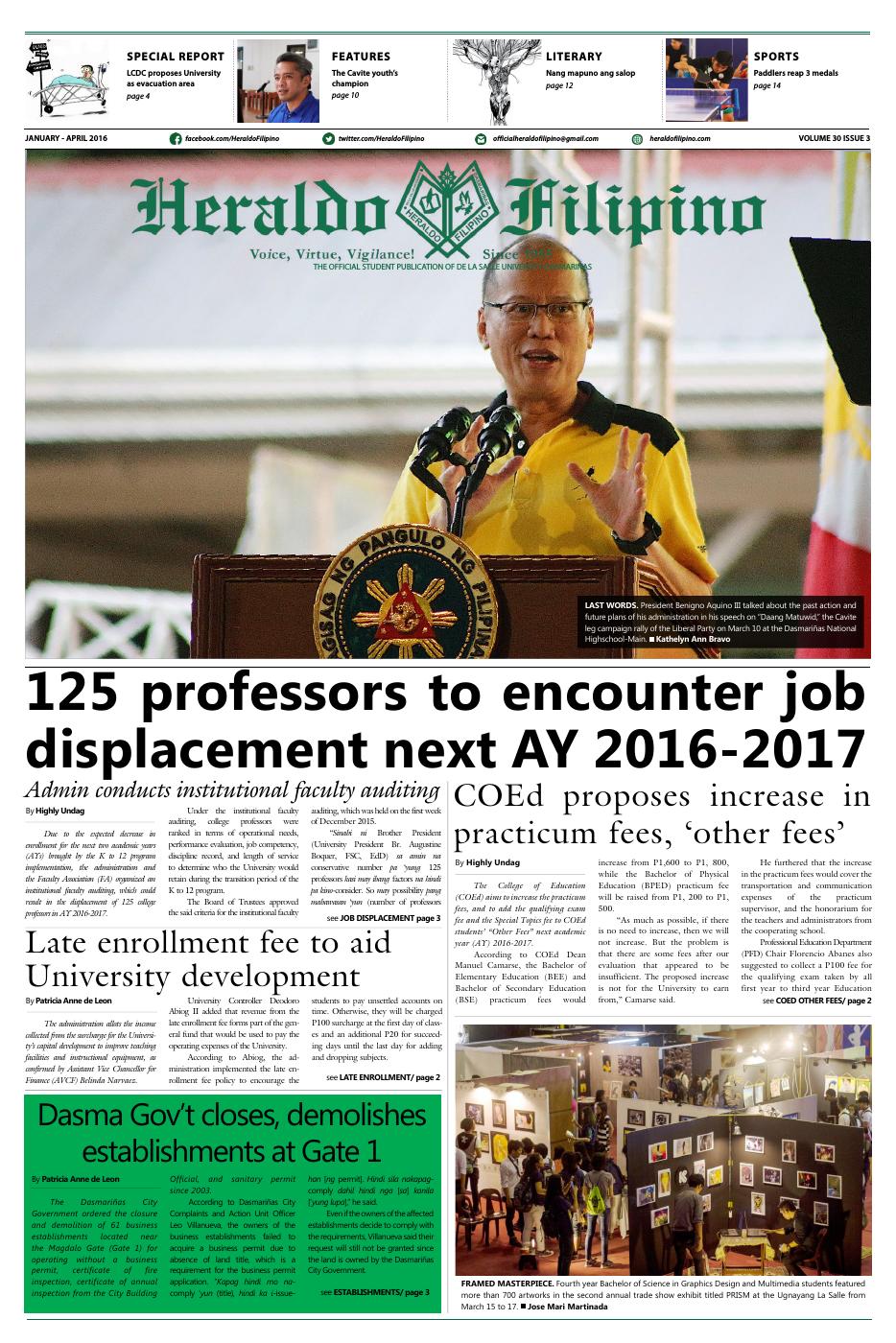 Heraldo Filipino Volume 30 Issue 3 Broadsheet