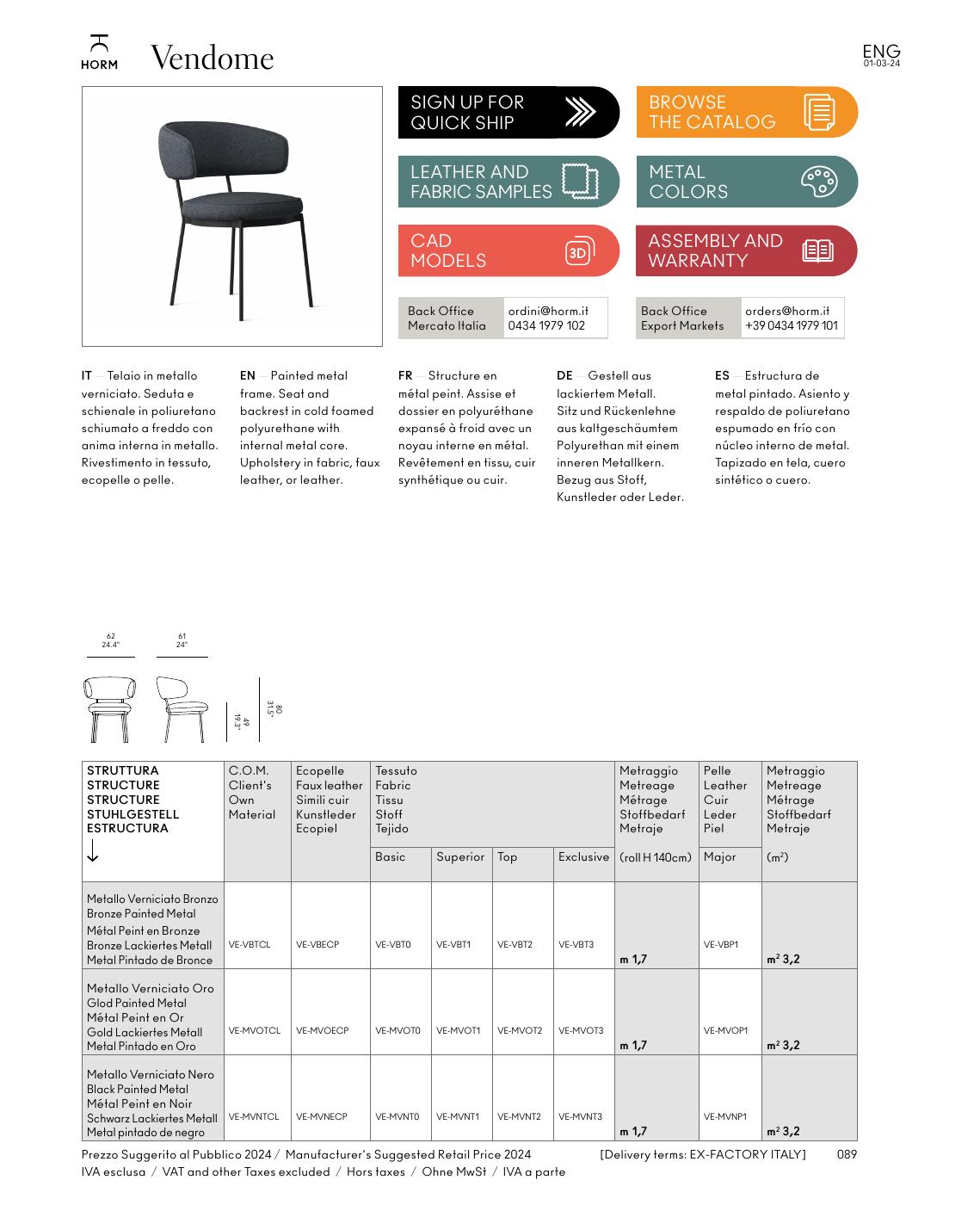 Vendome-Tech Sheet ENG