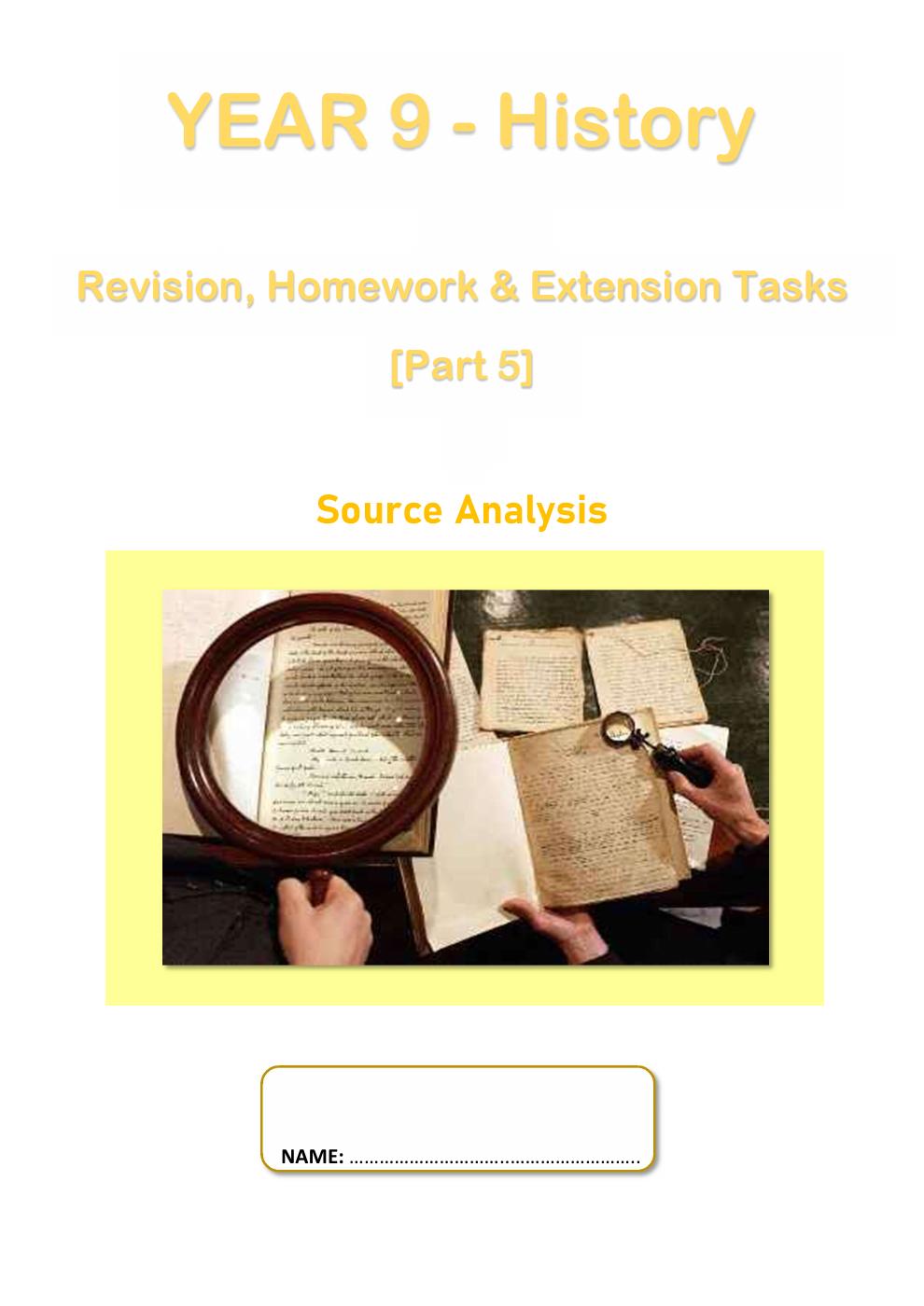 Homework Booklet on Source Analysis | PDF to Flipbook