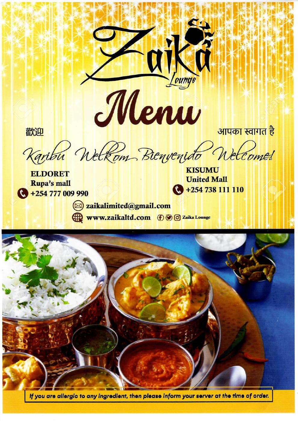 Zaika Lounge Kisumu Menu | PDF to Flipbook