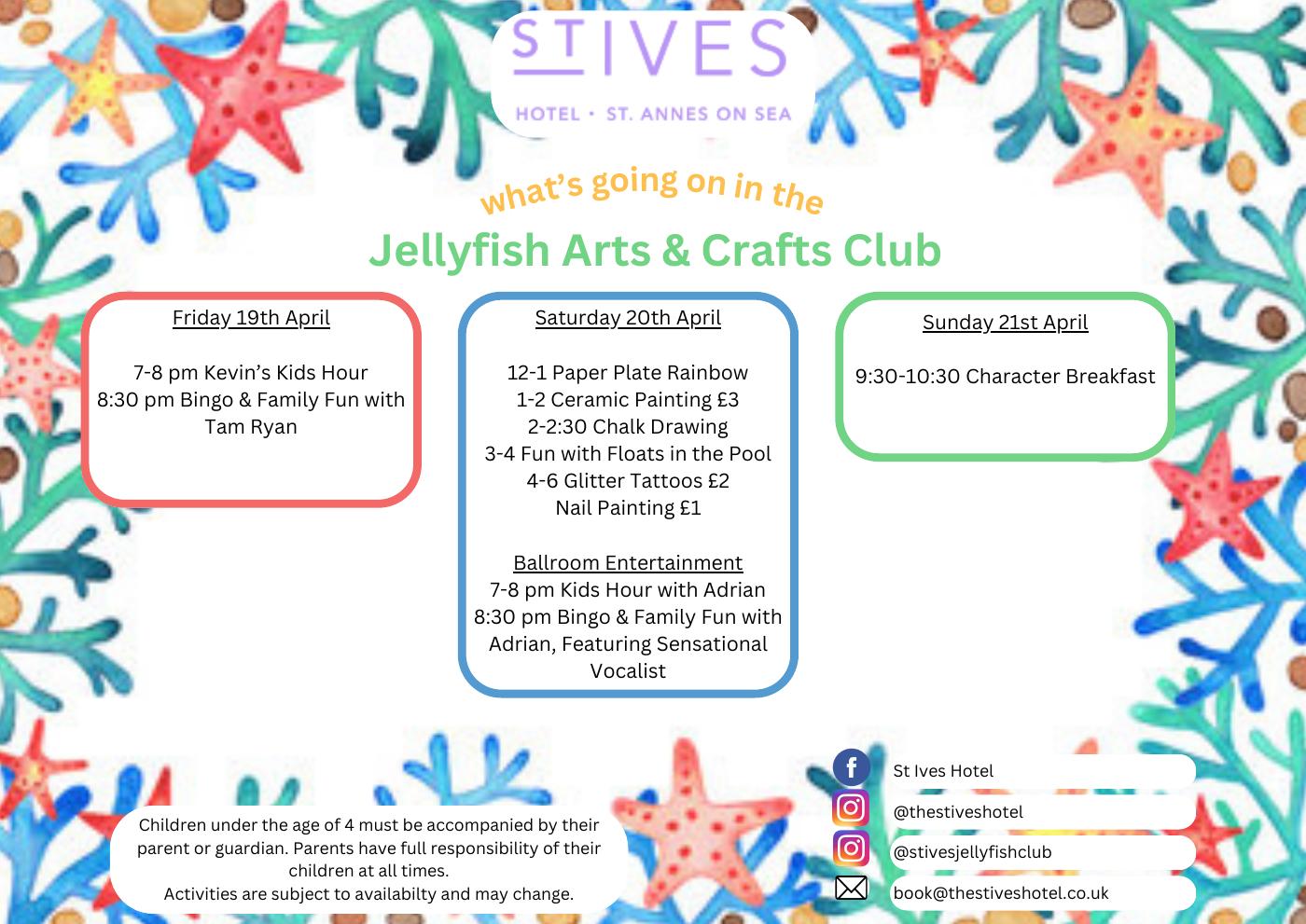The Jellyfish Club, Arts & Crafts Activity Timetable | PDF to Flipbook