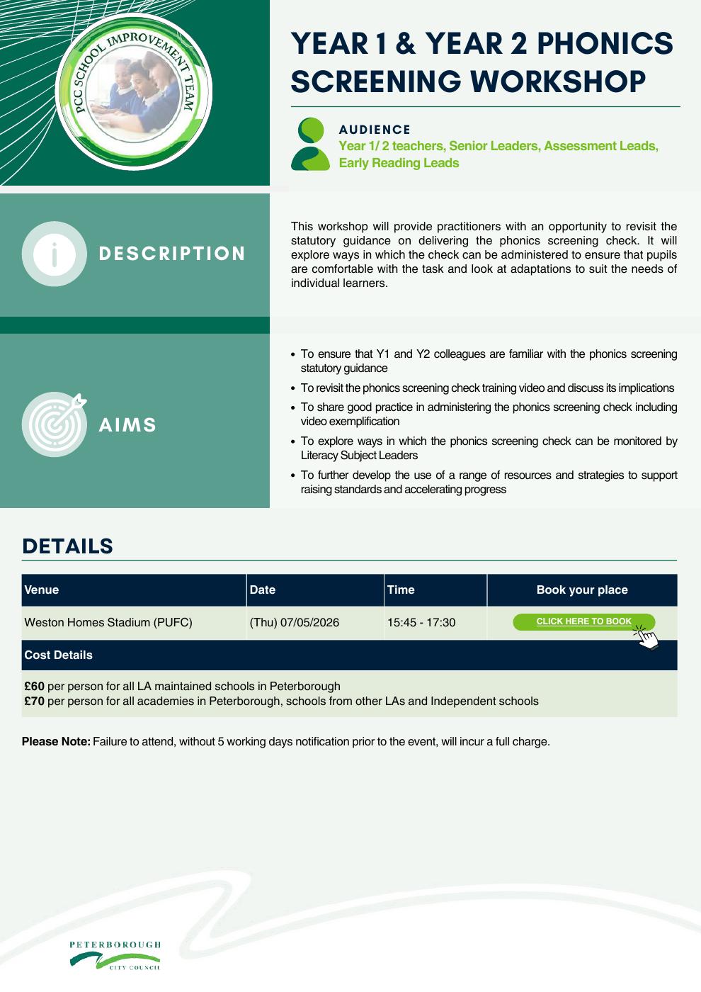 25/26 A&M4: Year 1 & Year 2 Phonics Screening Workshop