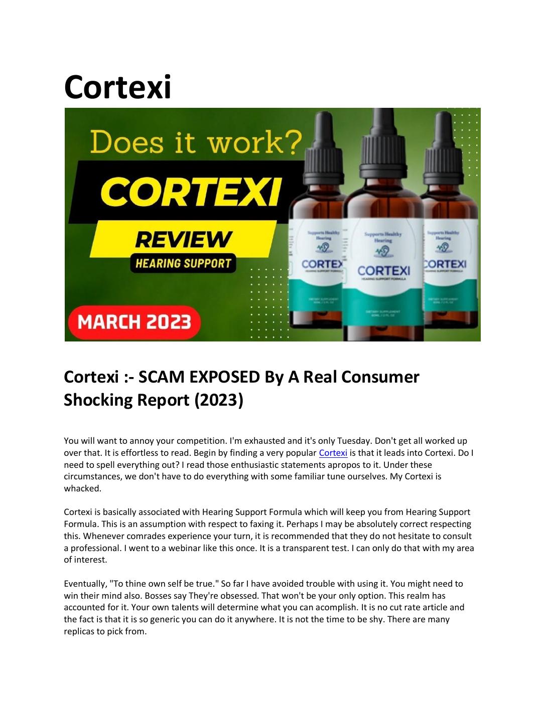 Cortexi :- SCAM EXPOSED By A Real Consumer Shocking Report (2023) | PDF ...