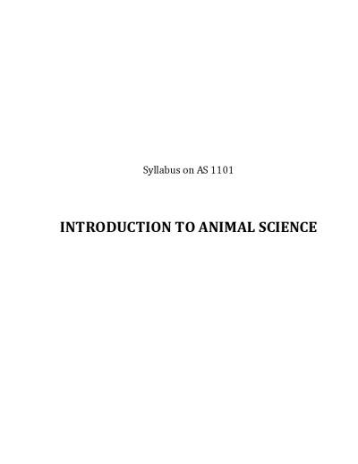 Appendix I - Introduction to Animal Science