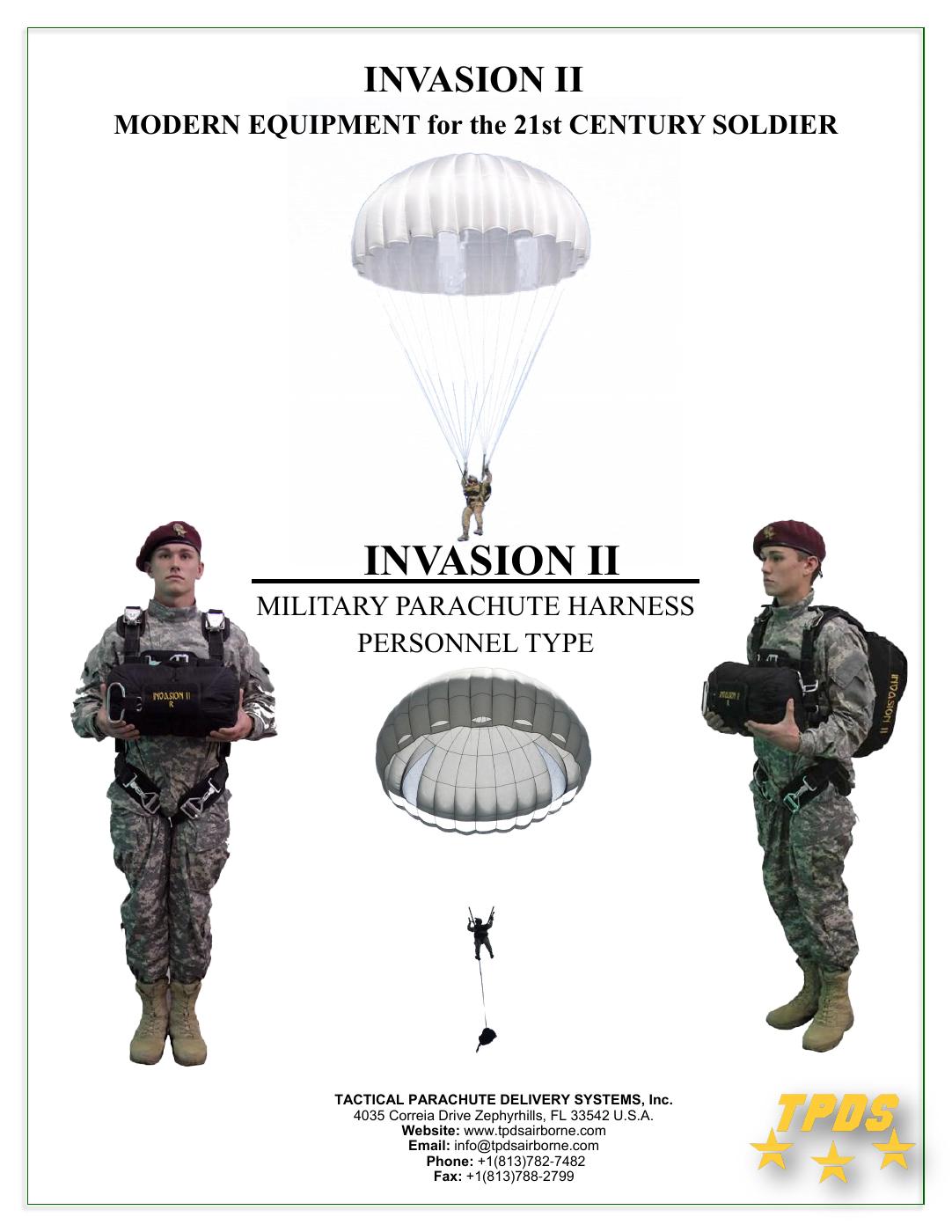 INVASION II MILITARY PARACHUTE HARNESS PERSONNEL TYPE