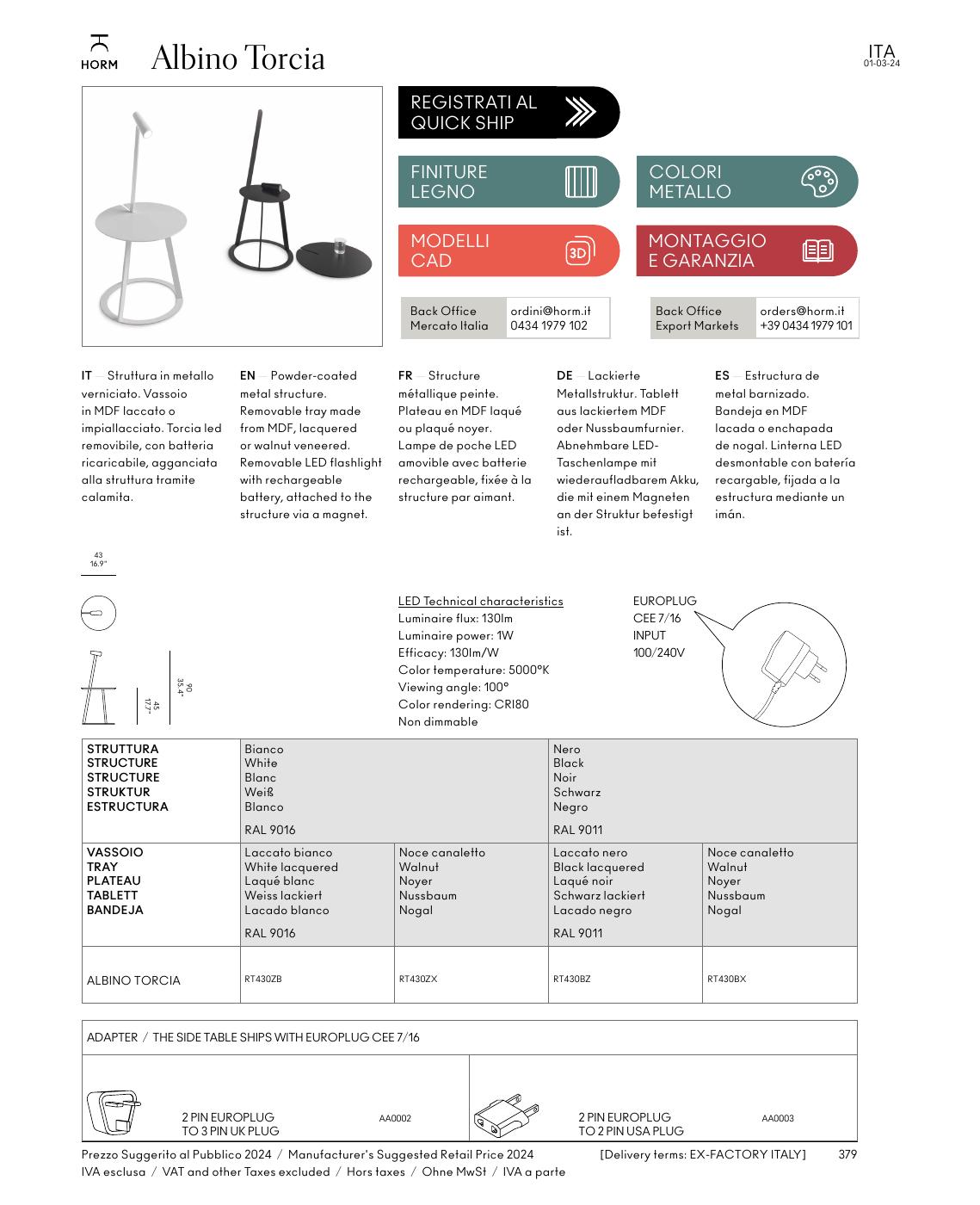 Albino Torcia-Tech Sheet ITA