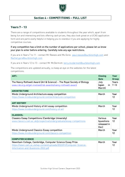 Competitions Full List 2023 | PDF to Flipbook