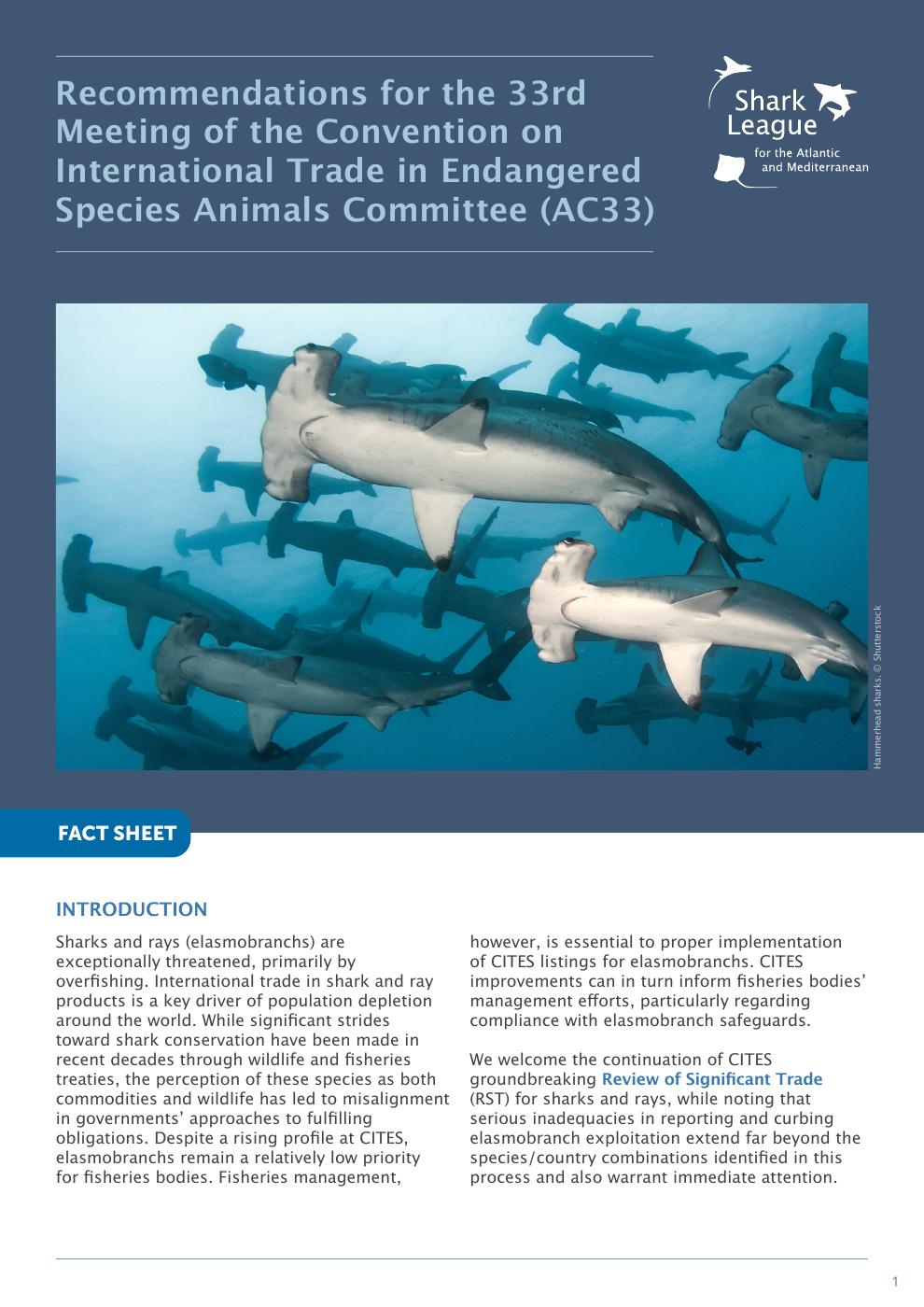 Recommendations for the 33rd Meeting of the Convention on International ...