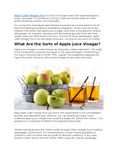 APPLE CIDER VINEGAR PURE Here Is What You Should Do For Your ! | PDF to ...