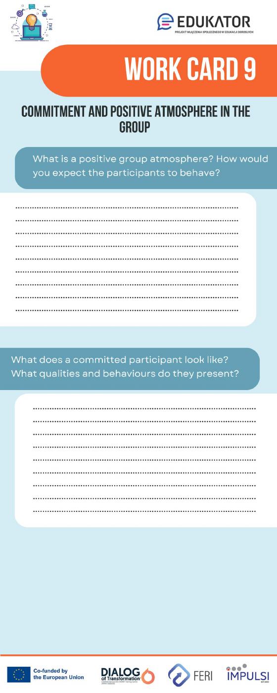 WORK CARD 9 - Commitment and positive atmosphere in the group | PDF to ...