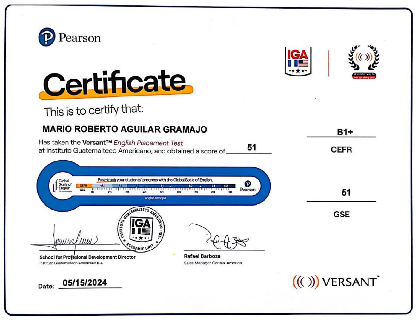 Versant Certificate | PDF to Flipbook