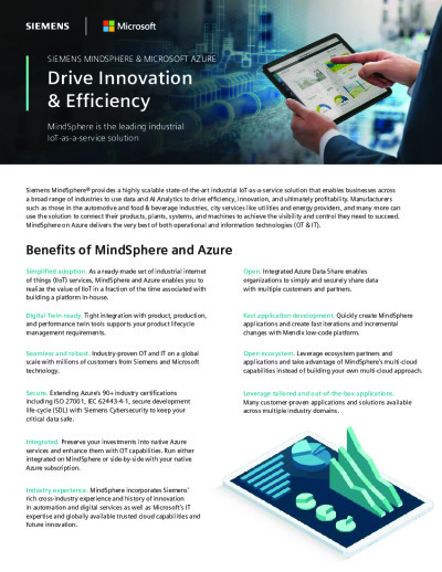 Microsoft Azure + Siemens MindSphere®