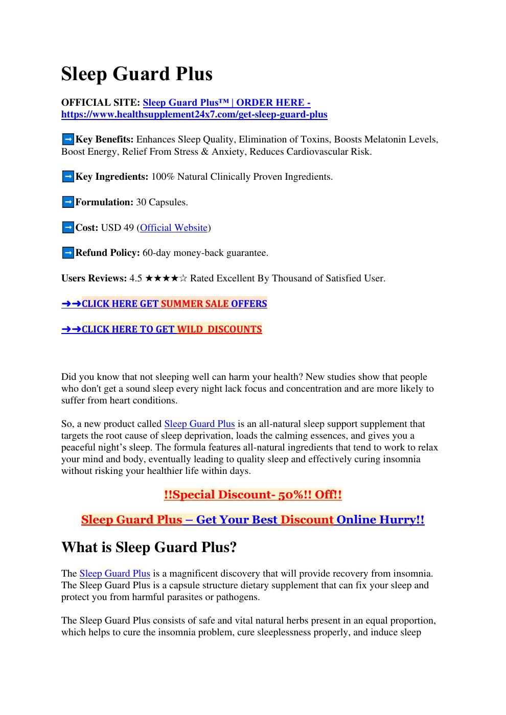 Sleep Guard Plus {2024 USA REVIEWS!} Essential Supplement To Enhance ...