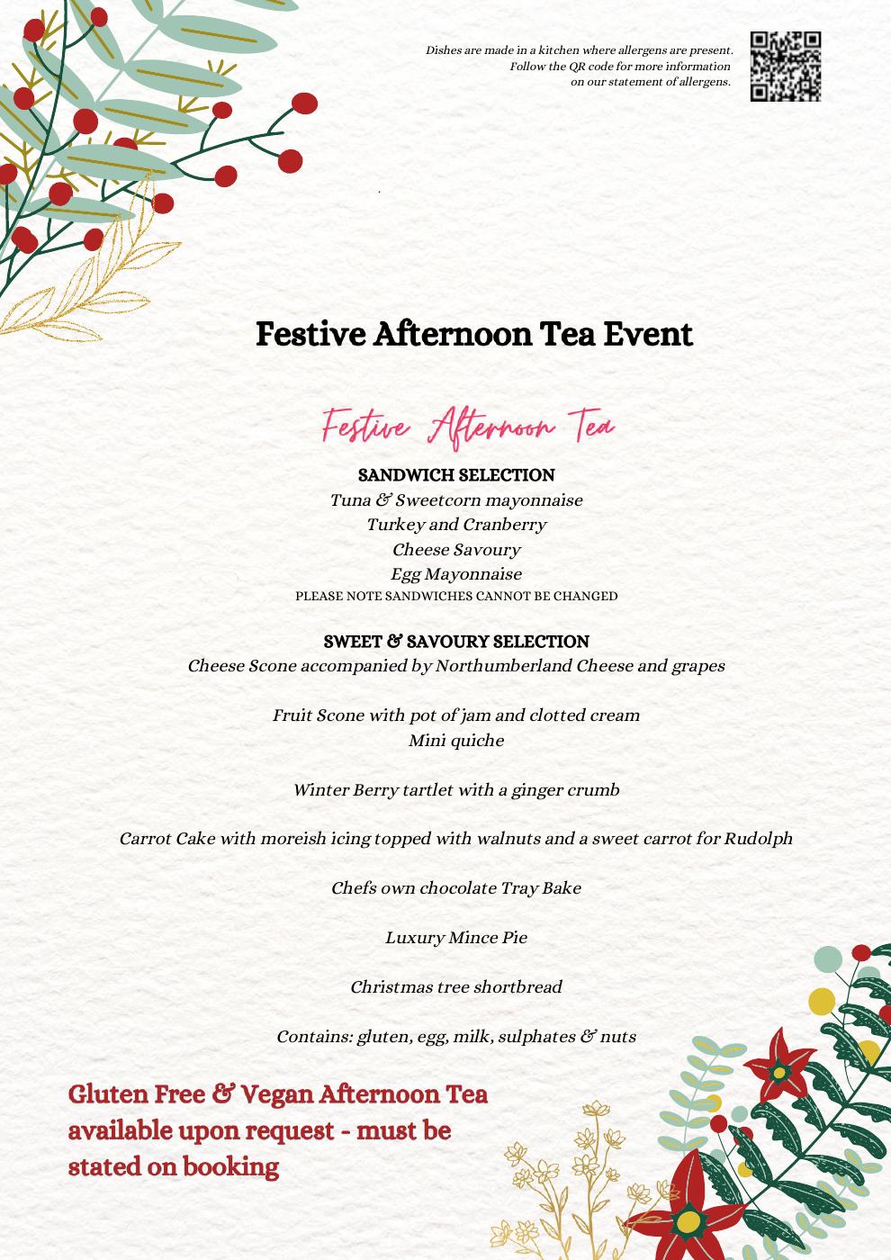 Festive Afternoon Tea Menu