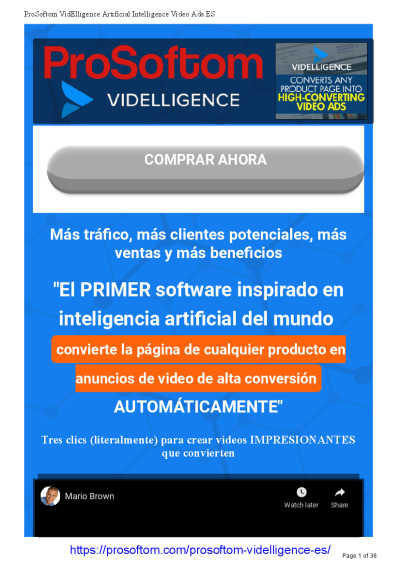 ProSoftom VidElligence Artificial Intelligence Video Ads ES