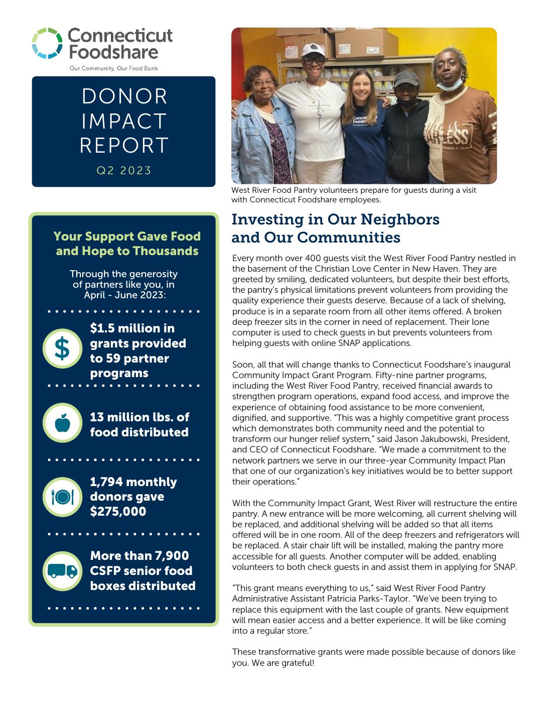 Q2 2023 Donor Impact Report